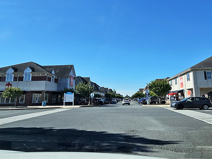 Blue skies and bargains await down this retail boulevard, where the battle is between your wallet and those irresistible "SALE" signs.