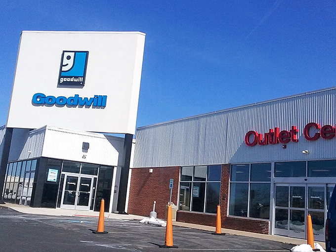 Blue skies and blue signage&mdash;a perfect Pennsylvania day for treasure hunting. The Goodwill and neighboring Outlet Center form a bargain-seeker's paradise worth the pilgrimage.