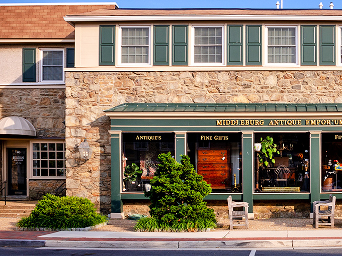 Not just a building, but a statement&mdash;Middleburg Antique Emporium's stone walls and green trim house centuries of craftsmanship and stories.