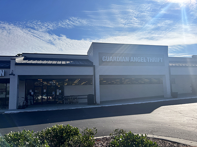 Bathed in North Carolina sunshine, this thrift store's exterior is the Clark Kent disguise for the superhero shopping experience that awaits treasure hunters inside.