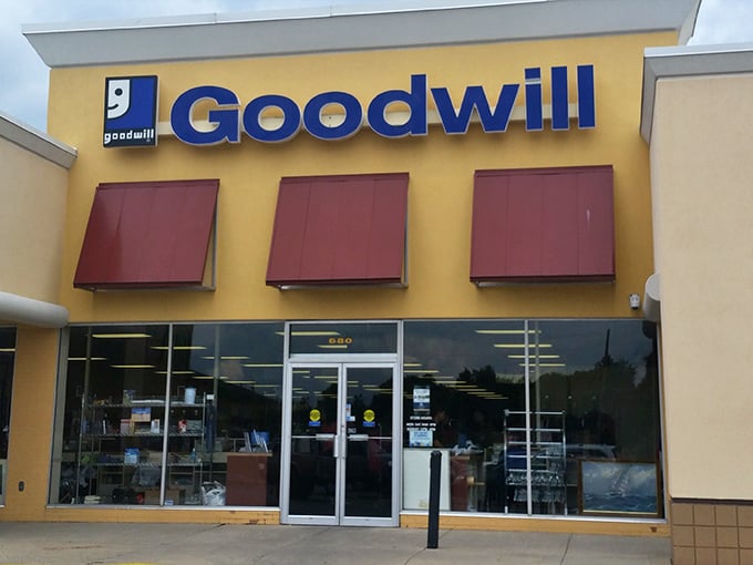 The entrance to Kentucky's thrift store paradise, where parking spots are precious and shopping carts overflow with possibility.