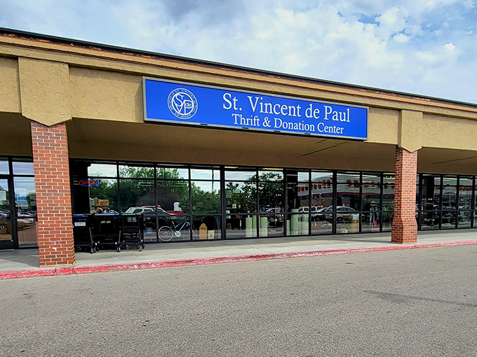 Where one person's past becomes another's future. The donation center's welcoming facade promises discoveries for the patient explorer.