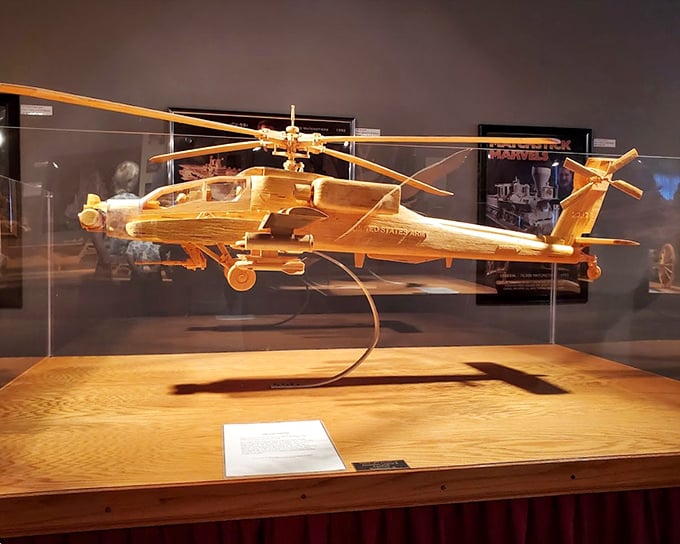 This Apache helicopter isn't just flying&mdash;it's suspended in a state of matchstick magnificence, showcasing engineering brilliance on a miniature scale.