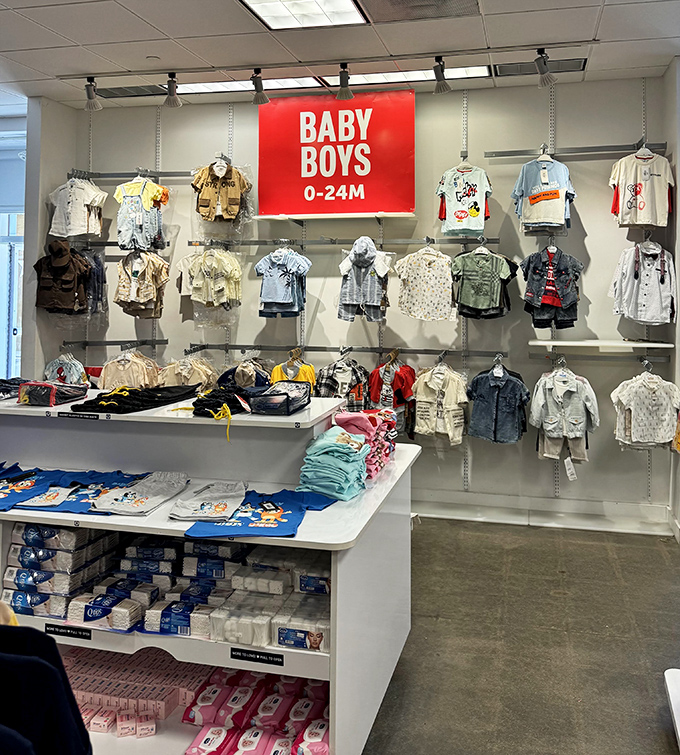 Tiny fashionistas rejoice! The baby boys' section offers adorable miniature versions of grown-up styles at prices that won't have parents crying louder than their infants.