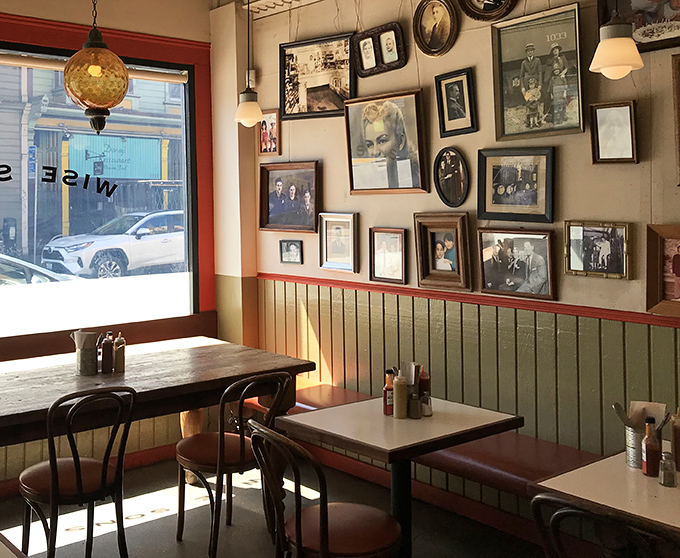 Family photos line the walls, creating that "grandma's dining room" vibe that no designer could replicate. Each frame tells a story of Jewish heritage that flavors every bite.