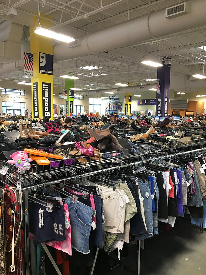 A textile ocean stretches before you&mdash;racks upon colorful racks where yesterday's impulse buys become tomorrow's fashion statements.