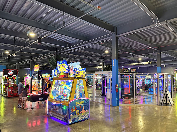 A wonderland of blinking lights and electronic melodies, where adults rediscover the joy of saying "just one more game" well past bedtime.