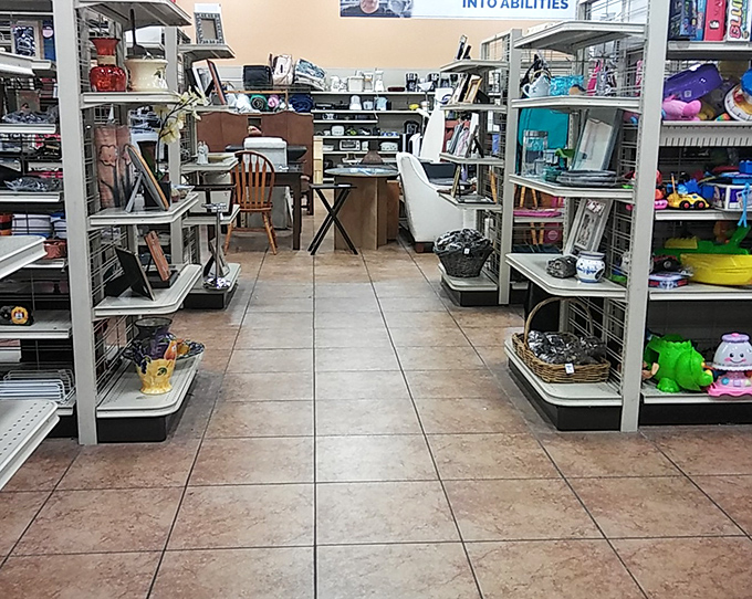 Aisles of organized treasures stretch before you like a department store that forgot to charge department store prices.