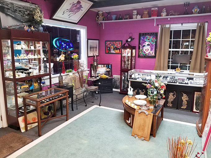 Step inside and the hot pink walls announce you're not in an ordinary shop. This is retail theater at its most vibrant.