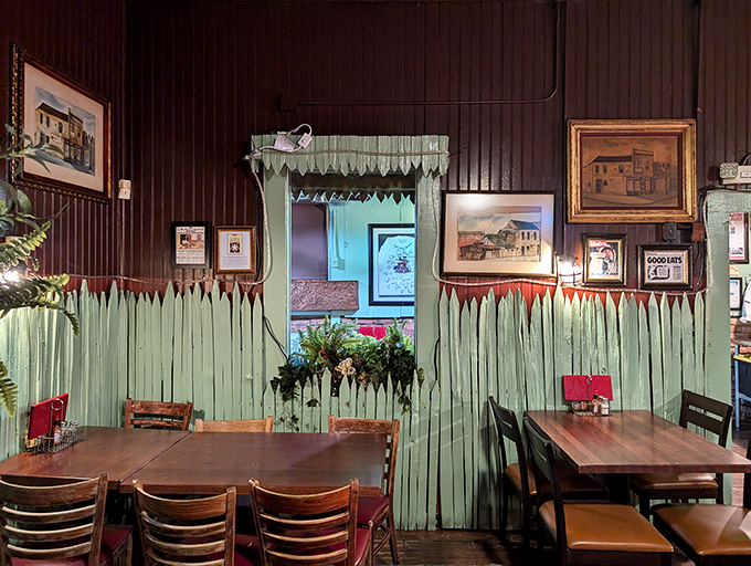 The charming interior features mint-green picket fence dividers that wouldn't be out of place in your grandmother's favorite restaurant circa 1965&mdash;comfort before it was cool.