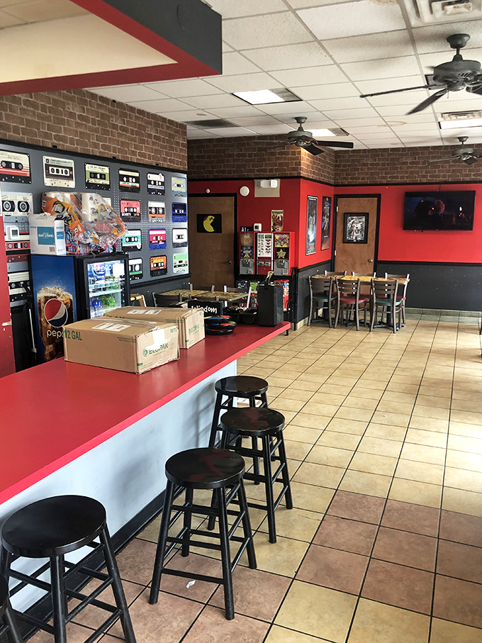 The cassette tape wall isn't just nostalgic decoration&mdash;it's a time machine that transports you back when mixtapes were love letters and burgers were simple pleasures.