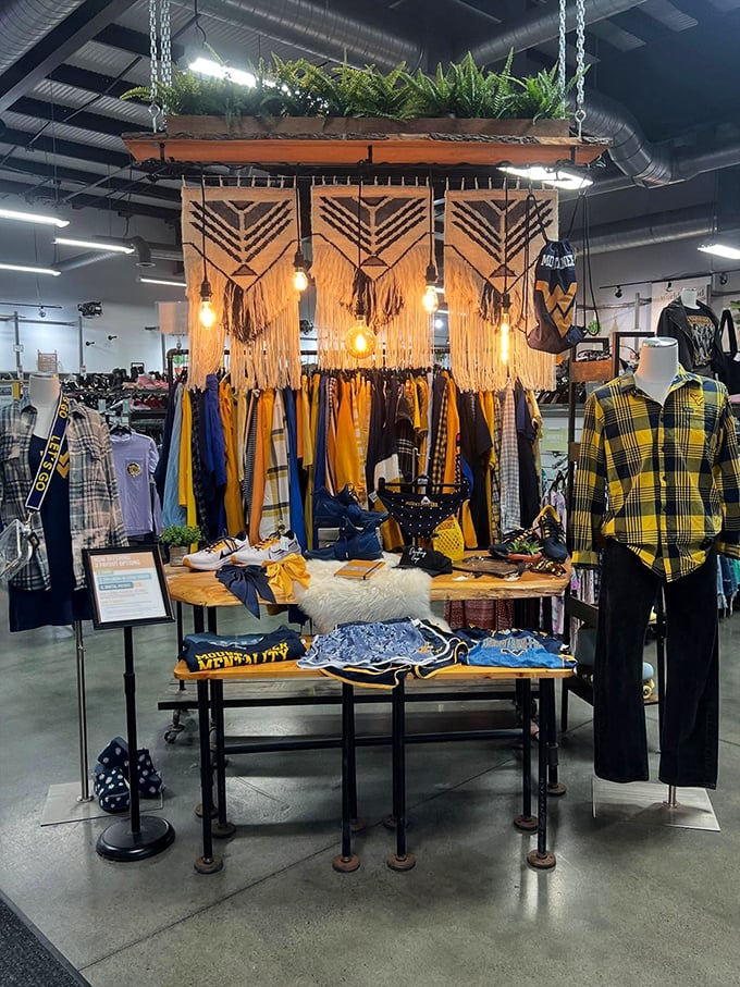 Not your grandmother's thrift store&mdash;modern signage and stone accents hint at the curated treasures waiting inside.