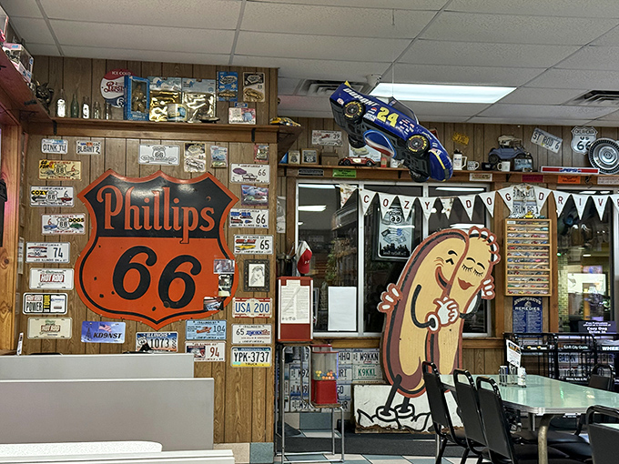 Step inside and time-travel through American road culture. That smiling corn dog mascot isn't just cute&mdash;he's practically Route 66 royalty!