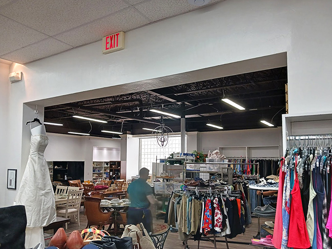 Step inside and the treasure hunt begins&mdash;wedding dresses and casual wear coexist in this organized chaos of fashion possibilities.