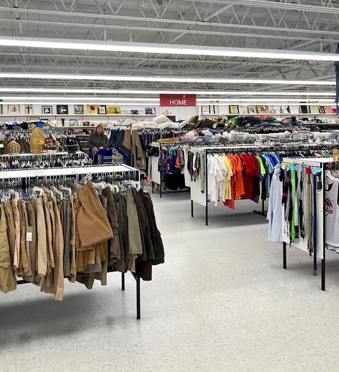 Inside, racks stretch to the horizon like a fashion desert mirage, except these deals are delightfully real.