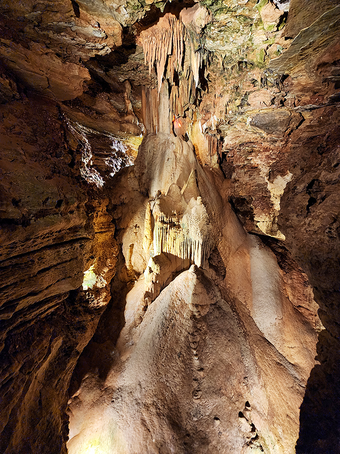 Stalactites and stalagmites reaching toward each other like long-lost relatives at a family reunion, creating nature's most patient art installation.