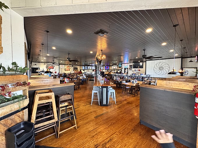 Step inside to warm wood tones and rustic charm – the perfect backdrop for the serious business of barbecue appreciation.