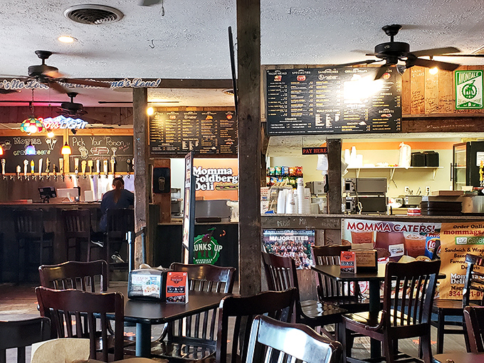 Wood beams, ceiling fans, and menu boards that haven't changed in decades—this is where sandwich tradition lives and thrives in Auburn.