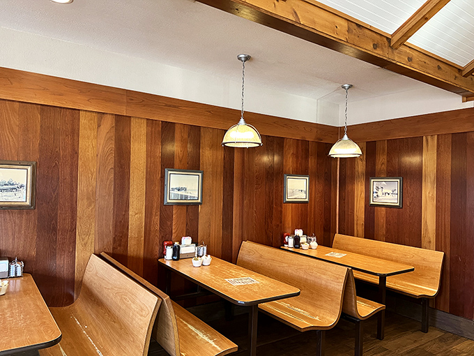 Wood-paneled walls and cozy booths create that perfect "come as you are" vibe &ndash; where calories don't count and coffee refills are practically mandatory.