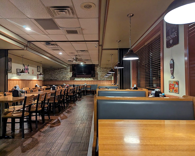 Classic wood paneling and comfortable booths create that "everybody knows your name" atmosphere that's becoming increasingly rare in our digital world.