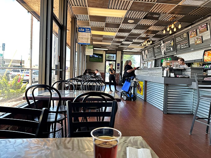 No-frills interior with industrial ceiling and simple furnishings &ndash; because when the food's this good, who needs fancy chandeliers?