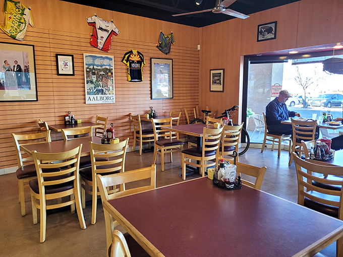 Danish cycling jerseys and European memorabilia transform this cozy corner of Tucson into a slice of Copenhagen, where wooden tables invite you to linger over coffee and conversation.