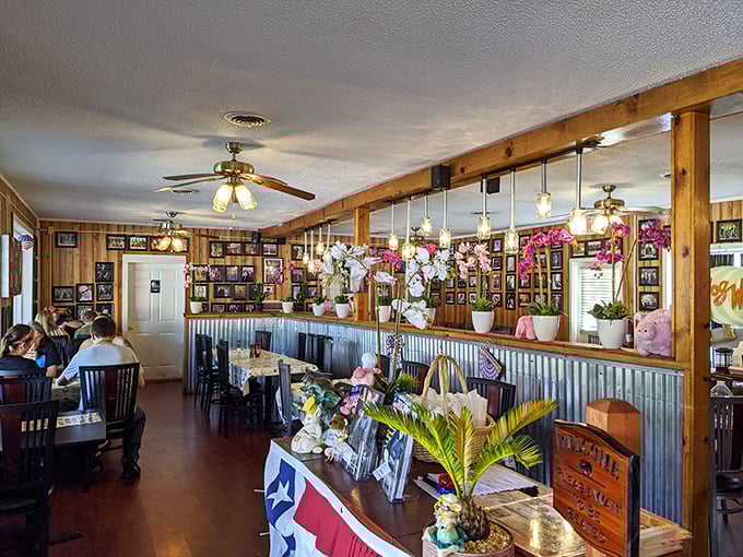 Wood beams, corrugated metal, and walls of memories create that perfect "you've-been-coming-here-for-years" feeling, even on your first visit.