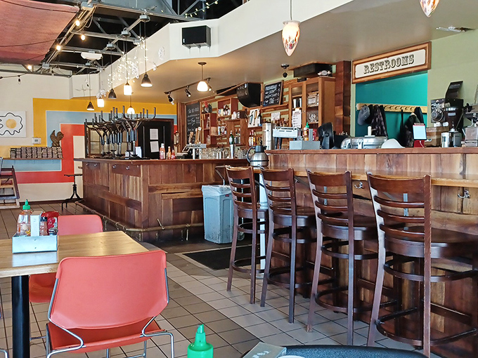 Inside, warm wooden accents and colorful walls create that perfect "third place" vibe &ndash; somewhere between your living room and that cool friend's kitchen.