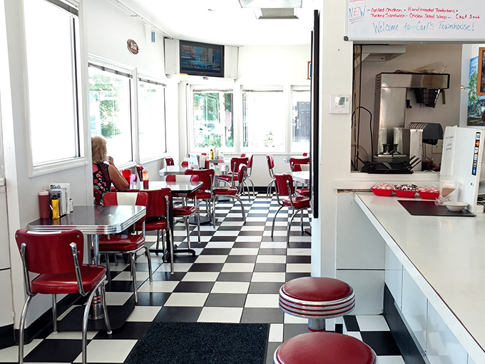 Classic Americana in every corner&mdash;red vinyl, chrome edges, and a checkered floor that's hosted countless conversations and comfort food.