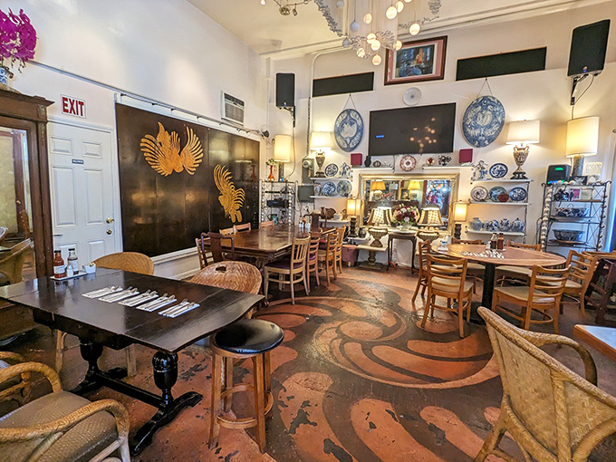 Step inside and you're transported to a Filipino home, complete with golden phoenixes watching over your meal. The decor whispers "stay awhile" in the most inviting way.