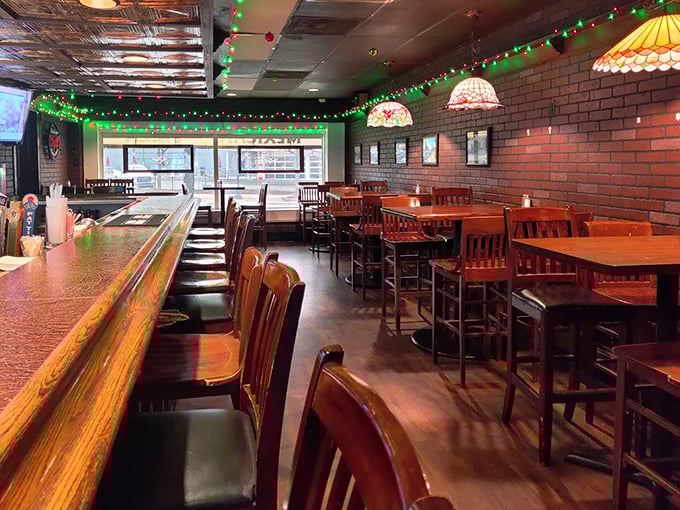 Tiffany lamps, wooden chairs, and string lights create that perfect "come as you are" vibe where memorable meals and conversations flow freely.