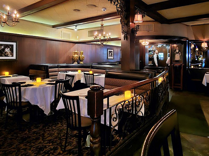 Dark wood, white tablecloths, and warm lighting create that perfect "you've-arrived-somewhere-special" atmosphere without the stuffiness. Italian dining as it should be.