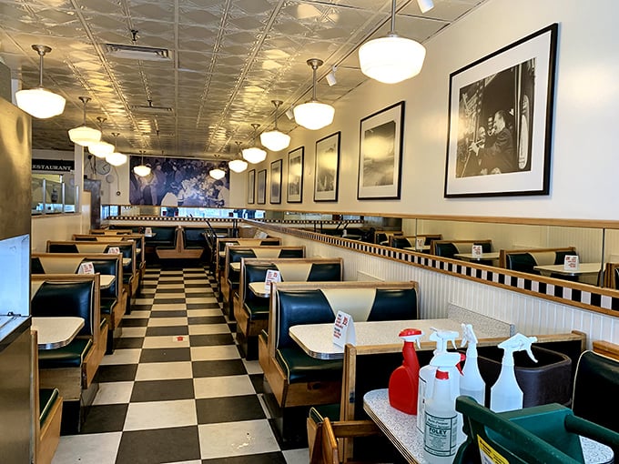 The classic black and white checkered floor isn't trying to be retro-cool&mdash;it earned its vintage status the old-fashioned way: by actually being vintage.