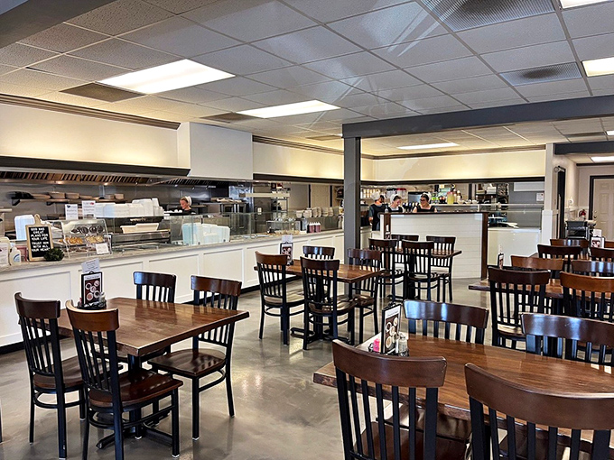 Inside, the no-nonsense dining room speaks volumes: this is a place that puts its energy into what's on your plate, not what's on the walls.