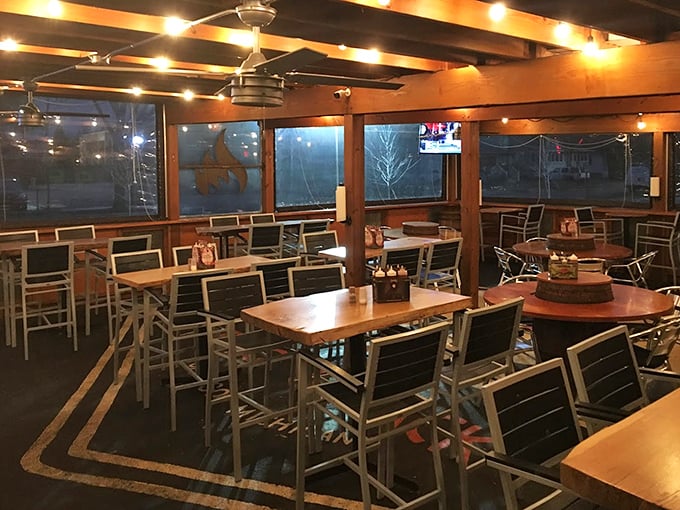 Warm wooden beams and ample seating create the perfect backdrop for the important business of serious eating. Like a cozy cabin, but with better food.