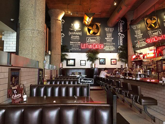 Classic diner aesthetics meet upscale comfort in this temple of traditional fare, where leather booths invite you to settle in for the long haul.