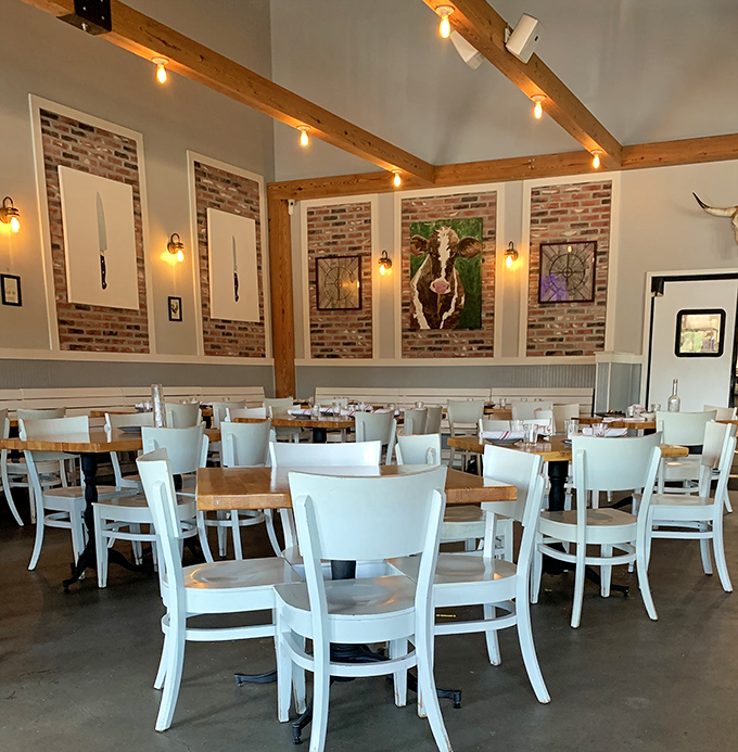 Clean lines and rustic touches create a space where brisket meets sophistication without trying too hard.