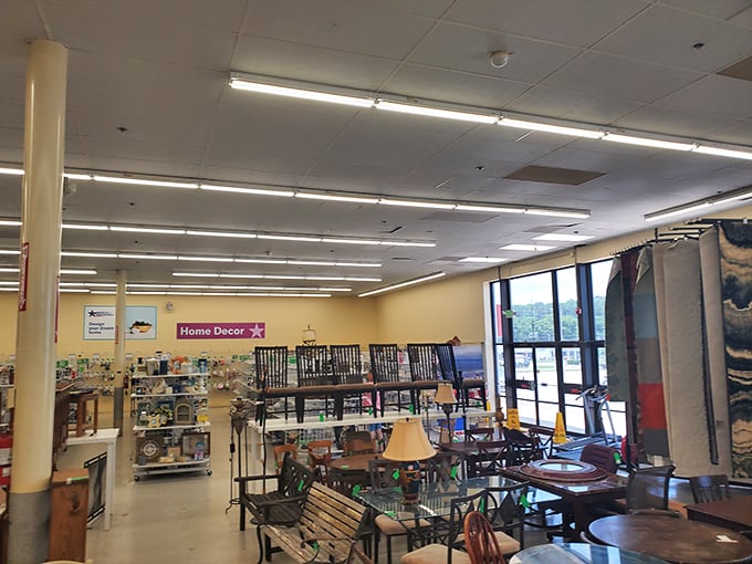 Inside, the home décor section beckons with promises of forgotten treasures and conversation pieces waiting for their second act.