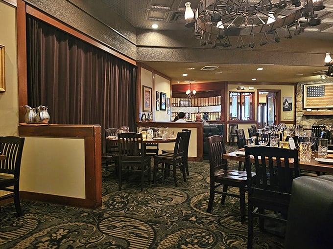 Step inside and time slows down&mdash;the dining room's warm wood tones and vintage fixtures create an atmosphere where conversations flow as smoothly as the cocktails.