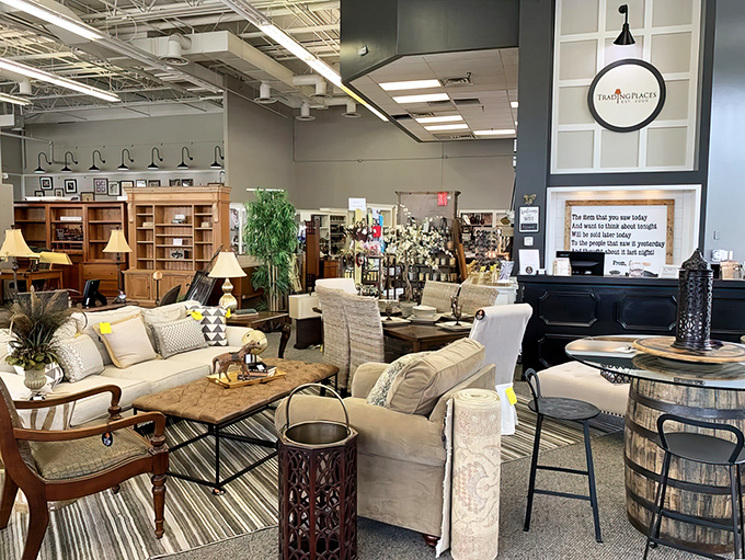 Step inside and discover carefully curated vignettes that make you wonder if you've wandered onto a home design show set rather than a consignment shop.