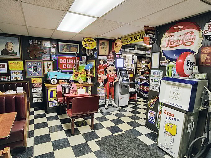 Walk into a collector's dream where every square inch celebrates roadside Americana and simpler times gone by.