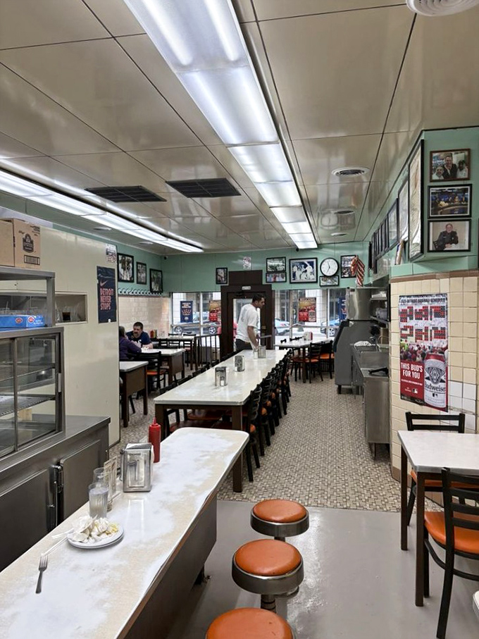 No-frills dining at its finest. The narrow interior with its marble counters and spinning stools is where food trumps fancy every single time. 
