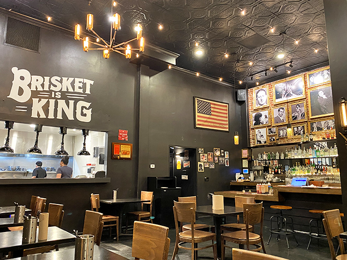 "Brisket is King" isn't just wall decor&mdash;it's a declaration of faith in this temple of smoke where barbecue dreams come to life.