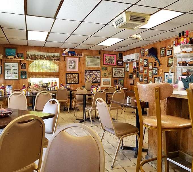 Step inside and you're greeted by wood-paneled walls adorned with local memorabilia &ndash; the Florida Keys equivalent of your favorite aunt's cozy kitchen.