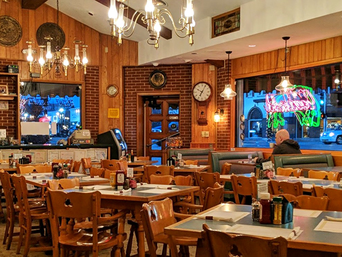 Wood paneling, warm lighting, and tables built for conversation rather than Instagram&mdash;this is what restaurants looked like before designers started charging extra for "authenticity."