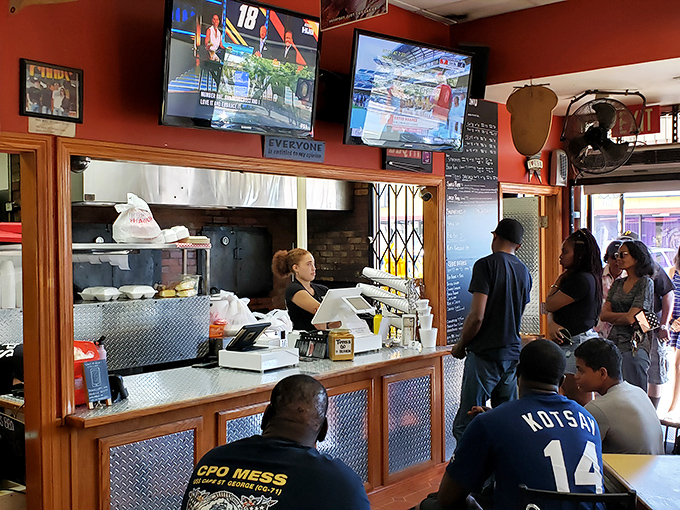 Inside, the no-frills counter service setup tells you everything you need to know—they're focused on the meat, not the décor.