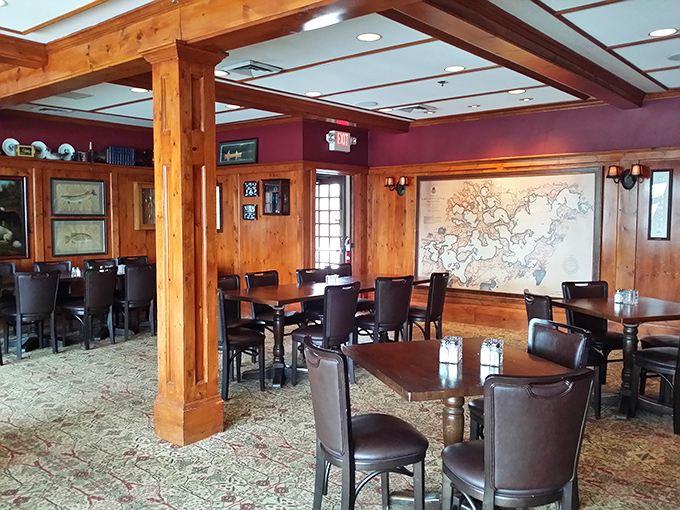 Warm wood paneling and nautical touches create that perfect "Minnesota lake house" vibe, minus the uncle who won't stop talking about his fishing records.