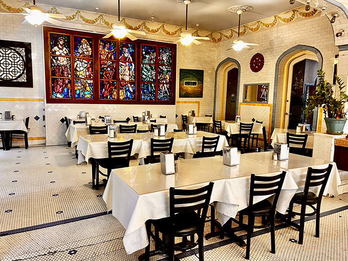 Those stained glass windows aren't just pretty &ndash; they're transforming your morning coffee into a religious experience, one beam at a time.