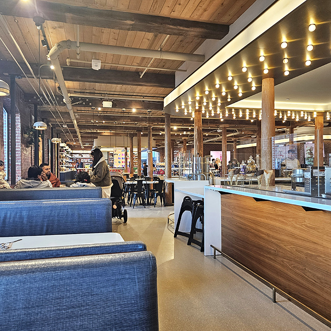 Exposed wooden beams and warm lighting create the perfect backdrop for chocolate-induced euphoria. Resistance is futile.