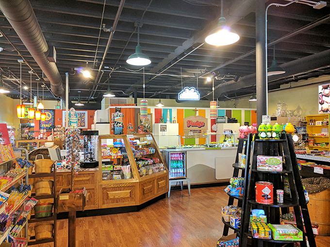 Step inside and suddenly you're Charlie with a golden ticket. The colorful interior is what Willy Wonka would design if he opened a storefront.